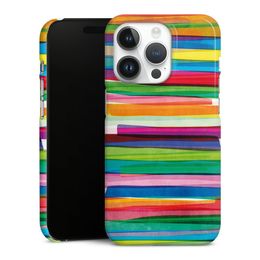 DeinDesign iPhone 14 Pro Handy Premium Case Smartphone Handyh&uuml;lle Schutzh&uuml;lle gl&auml;nzend Water Colour Stripes Colourful Premium Case