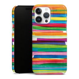 DeinDesign iPhone 14 Pro Max Handy Premium Case Smartphone Handyh&uuml;lle Schutzh&uuml;lle gl&auml;nzend Water Colour Stripes Colourful Premium Case