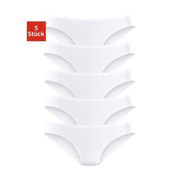 Petite Fleur Damen Petite Fleur Bikinislip 5er-Pack, aus elastischer Baumwoll-Qualit&auml;t wei&szlig; 32/34