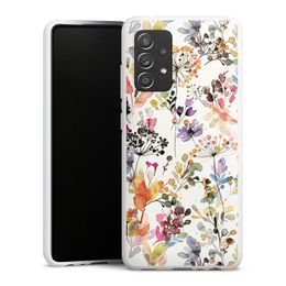DeinDesign Galaxy A52s 5G Handy Silikon H&uuml;lle Case wei&szlig; Handyh&uuml;lle Pastel Flower Muster Silikon Case