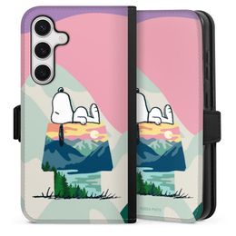 DeinDesign Galaxy S24 Handy Klapph&uuml;lle Handyh&uuml;lle aus Kunst Leder schwarz Flip Case Official Licensed Product Peanuts Snoopy Sideflip mit Lasche