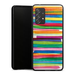 DeinDesign Galaxy A52s 5G Handy Silikon H&uuml;lle Case schwarz Handyh&uuml;lle Water Colour Stripes Colourful