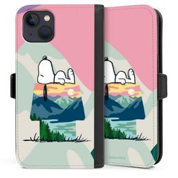 DeinDesign iPhone 13 Handy Klapph&uuml;lle Handyh&uuml;lle aus Kunst Leder schwarz Flip Case Official Licensed Product Peanuts Snoopy Sideflip mit Lasche