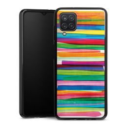 DeinDesign Galaxy A12 Handy Silikon H&uuml;lle Case schwarz Handyh&uuml;lle Stripes Water Colour Colourful