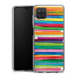 DeinDesign Galaxy A12 Handy Silikon H&uuml;lle Case transparent Handyh&uuml;lle Stripes Water Colour Colourful Silikon Case
