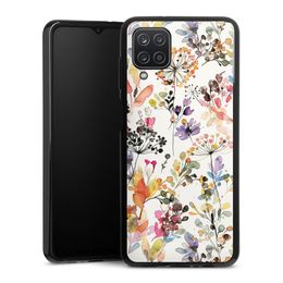 DeinDesign Galaxy A12 Handy Silikon H&uuml;lle Case schwarz Handyh&uuml;lle Pastel Flower Muster