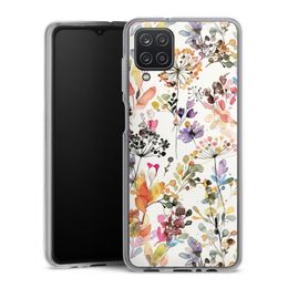 DeinDesign Galaxy A12 Handy Silikon H&uuml;lle Case transparent Handyh&uuml;lle Pastel Flower Muster Silikon Case
