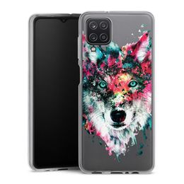 DeinDesign Galaxy A12 Handy Silikon H&uuml;lle Case transparent Handyh&uuml;lle Riza Peker Colourful Wolf Silikon Case
