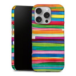 DeinDesign iPhone 16 Pro Handy Premium Case Smartphone Handyh&uuml;lle Schutzh&uuml;lle gl&auml;nzend Water Colour Stripes Colourful Premium Case