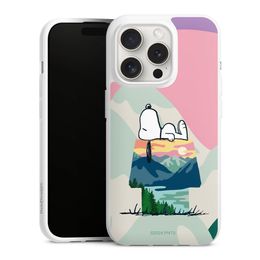 DeinDesign iPhone 15 Pro Handy Silikon H&uuml;lle Case wei&szlig; Handyh&uuml;lle Official Licensed Product Peanuts Snoopy Silikon Case