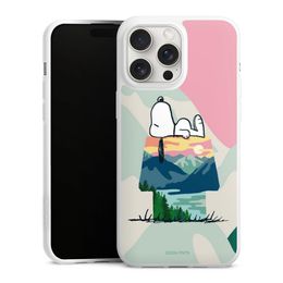 DeinDesign iPhone 15 Pro Max Handy Silikon H&uuml;lle Case wei&szlig; Handyh&uuml;lle Official Licensed Product Peanuts Snoopy Silikon Case