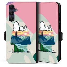 DeinDesign Galaxy A25 5G Handy Klapph&uuml;lle Handyh&uuml;lle aus Kunst Leder schwarz Flip Case Official Licensed Product Peanuts Snoopy Sideflip mit Lasche
