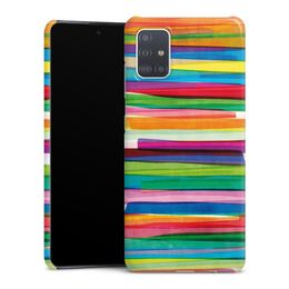 DeinDesign Galaxy A51 Handy Premium Case Smartphone Handyh&uuml;lle Schutzh&uuml;lle gl&auml;nzend Water Colour Stripes Colourful Premium Case