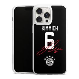 DeinDesign iPhone 15 Pro Max Handy Silikon H&uuml;lle Case wei&szlig; Handyh&uuml;lle Fcb Fc Bayern M&uuml;nchen Kimmich Silikon Case