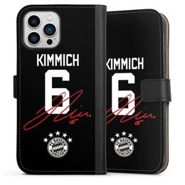 DeinDesign iPhone 13 Pro Max Handy Klapph&uuml;lle Handyh&uuml;lle aus Kunst Leder schwarz Flip Case Fcb Fc Bayern M&uuml;nchen Kimmich Sideflip mit langer Lasche