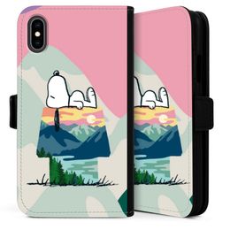 DeinDesign iPhone Xs Handy Klapph&uuml;lle Handyh&uuml;lle aus Kunst Leder schwarz Flip Case Official Licensed Product Peanuts Snoopy Sideflip mit langer Lasche