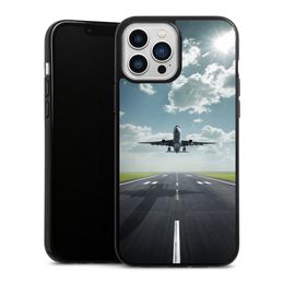 DeinDesign iPhone 13 Pro Max Handy Silikon H&uuml;lle Case schwarz Handyh&uuml;lle Wanderlust Airplane Urlaub