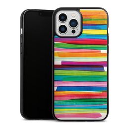DeinDesign iPhone 13 Pro Max Handy Silikon H&uuml;lle Case schwarz Handyh&uuml;lle Water Colour Stripes Colourful