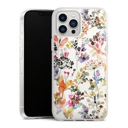 DeinDesign iPhone 13 Pro Max Handy Silikon H&uuml;lle Case transparent Handyh&uuml;lle Pastel Flower Muster Silikon Case