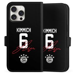 DeinDesign iPhone 15 Pro Max Handy Klapph&uuml;lle Handyh&uuml;lle aus Kunst Leder schwarz Flip Case Fcb Fc Bayern M&uuml;nchen Kimmich Sideflip mit Lasche