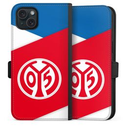 DeinDesign iPhone 15 Plus Handy Klapph&uuml;lle Handyh&uuml;lle aus Kunst Leder schwarz Flip Case 1. Fsv Mainz 05 E.V. Official Licensed Product Soccer Sideflip mit Lasche