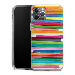 DeinDesign iPhone 12 Pro Max Handy Silikon H&uuml;lle Case transparent Handyh&uuml;lle Water Colour Stripes Colourful Silikon Case