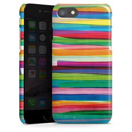 DeinDesign iPhone SE (2020) Handy Premium Case Smartphone Handyh&uuml;lle Schutzh&uuml;lle gl&auml;nzend Stripes Water Colour Colourful Premium Case