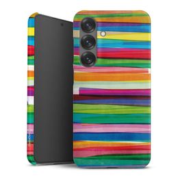 DeinDesign Galaxy S25 Handy Premium Case Smartphone Handyh&uuml;lle Schutzh&uuml;lle matt Water Colour Stripes Colourful Premium Case