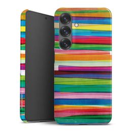 DeinDesign Galaxy S25 Handy Premium Case Smartphone Handyh&uuml;lle Schutzh&uuml;lle gl&auml;nzend Water Colour Stripes Colourful Premium Case