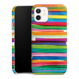 DeinDesign iPhone 12 Handy Premium Case Smartphone Handyh&uuml;lle Schutzh&uuml;lle matt Water Colour Stripes Colourful Premium Case