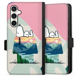 DeinDesign Galaxy S23 FE Handy Klapph&uuml;lle Handyh&uuml;lle aus Kunst Leder schwarz Flip Case Official Licensed Product Peanuts Snoopy Sideflip mit Lasche