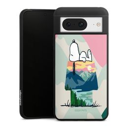 DeinDesign Google Pixel 8 Handy Premium Silikon H&uuml;lle Handyh&uuml;lle schwarz Case Official Licensed Product Peanuts Snoopy Silikon Premium Case