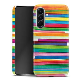 DeinDesign Galaxy A56 5G Handy Premium Case Smartphone Handyh&uuml;lle Schutzh&uuml;lle gl&auml;nzend Water Colour Stripes Colourful Premium Case