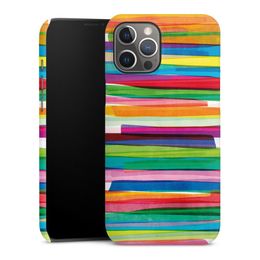 DeinDesign iPhone 12 Pro Max Handy Premium Case Smartphone Handyh&uuml;lle Schutzh&uuml;lle matt Water Colour Stripes Colourful Premium Case
