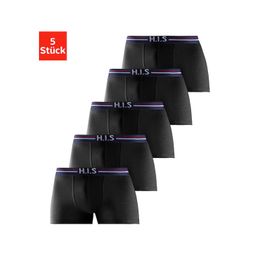 H.I.S. H.I.S Herren Boxer &raquo;Boxershorts f&uuml;r Herren&laquo; Packung, 5 Stk. mit Streifen und Markenlogo im Bund schwarz S (4), 5 Stk.
