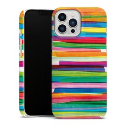 DeinDesign iPhone 13 Pro Max Handy Premium Case Smartphone Handyh&uuml;lle Schutzh&uuml;lle matt Water Colour Stripes Colourful Premium Case