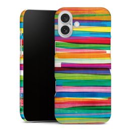 DeinDesign iPhone 16 Plus Handy Premium Case Smartphone Handyh&uuml;lle Schutzh&uuml;lle matt Water Colour Stripes Colourful Premium Case