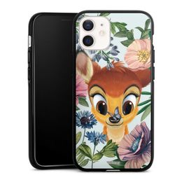 DeinDesign iPhone 12 mini Handy Silikon H&uuml;lle Case schwarz Handyh&uuml;lle Disney Bambi Flowers