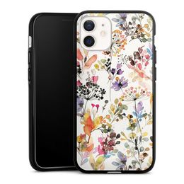 DeinDesign iPhone 12 mini Handy Silikon H&uuml;lle Case schwarz Handyh&uuml;lle Pastel Flower Muster