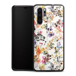 DeinDesign Huawei P30 Pro Handy Silikon H&uuml;lle Case schwarz Handyh&uuml;lle Pastel Flower Muster