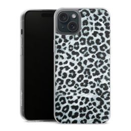 DeinDesign iPhone 15 Plus Handy Silikon H&uuml;lle Case transparent Handyh&uuml;lle Leo Print Fur Animal Look Silikon Case