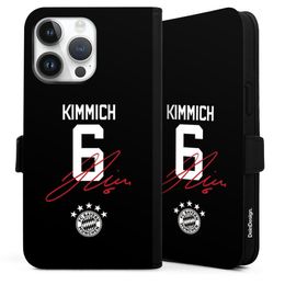 DeinDesign iPhone 14 Pro Max Handy Klapph&uuml;lle Handyh&uuml;lle aus Kunst Leder schwarz Flip Case Fcb Fc Bayern M&uuml;nchen Kimmich Sideflip mit Lasche
