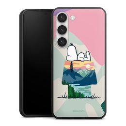 DeinDesign Galaxy S23 Handy Premium Silikon H&uuml;lle Handyh&uuml;lle schwarz Case Official Licensed Product Peanuts Snoopy Silikon Premium Case