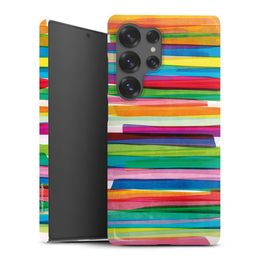 DeinDesign Galaxy S25 Ultra Handy Premium Case Smartphone Handyh&uuml;lle Schutzh&uuml;lle gl&auml;nzend Water Colour Stripes Colourful Premium Case