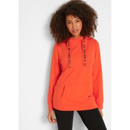 bonprix Damen bonprix Kapuzensweatshirt, bequeme Passform, bedrucktes Bindeband, mit K&auml;ngurutasche 56/58 (XXXL)