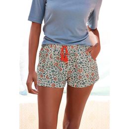 Lascana Damen Lascana Schlafshorts im Blumen Allover-Druck beige 32/34, N-Gr