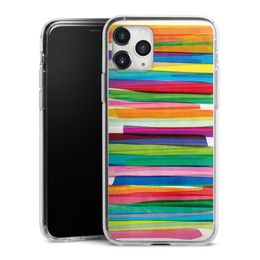 DeinDesign iPhone 11 Pro Max Handy Silikon H&uuml;lle Case transparent Handyh&uuml;lle Water Colour Stripes Colourful Silikon Case