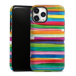 DeinDesign iPhone 11 Pro Handy Panzer Handyh&uuml;lle robuste Outdoor H&uuml;lle Schutzh&uuml;lle gl&auml;nzend Stripes Water Colour Colourful Tough Case
