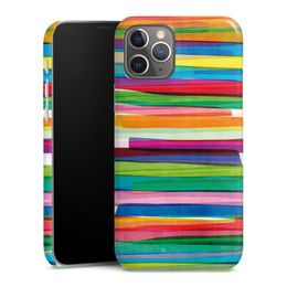 DeinDesign iPhone 12 Pro Handy Premium Case Smartphone Handyh&uuml;lle Schutzh&uuml;lle gl&auml;nzend Water Colour Stripes Colourful Premium Case