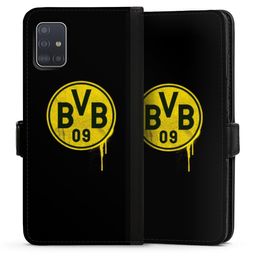 DeinDesign Galaxy A51 Handy Klapph&uuml;lle Handyh&uuml;lle aus Kunst Leder schwarz Flip Case Borussia Dortmund Official Licensed Product Bvb Sideflip mit Lasche